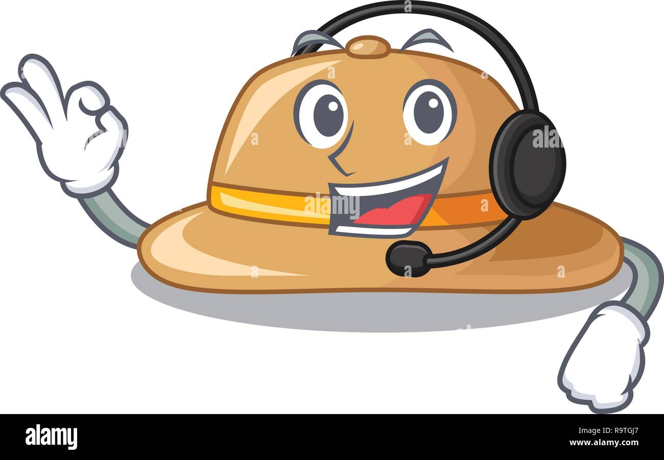 With headphone cork hat in a cartoon style Stock Vector Image & Art - Alamy