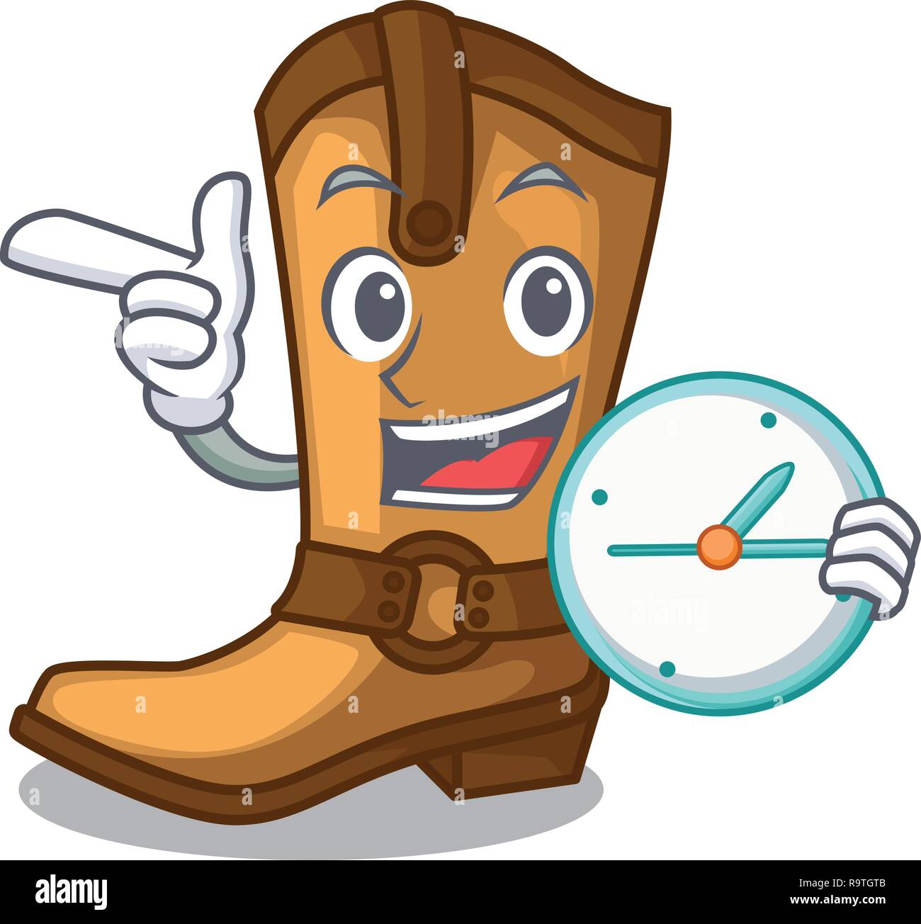 With clock cowboy boots isolated in the mascot Stock Vector Image & Art ...