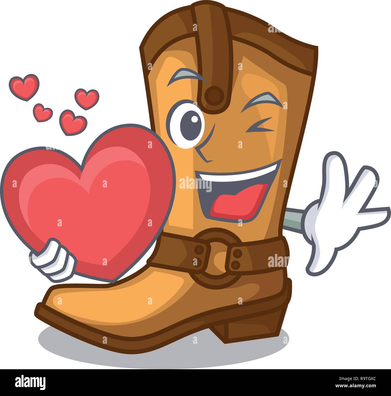 With heart old cowboy boots in shape character Stock Vector Image & Art ...