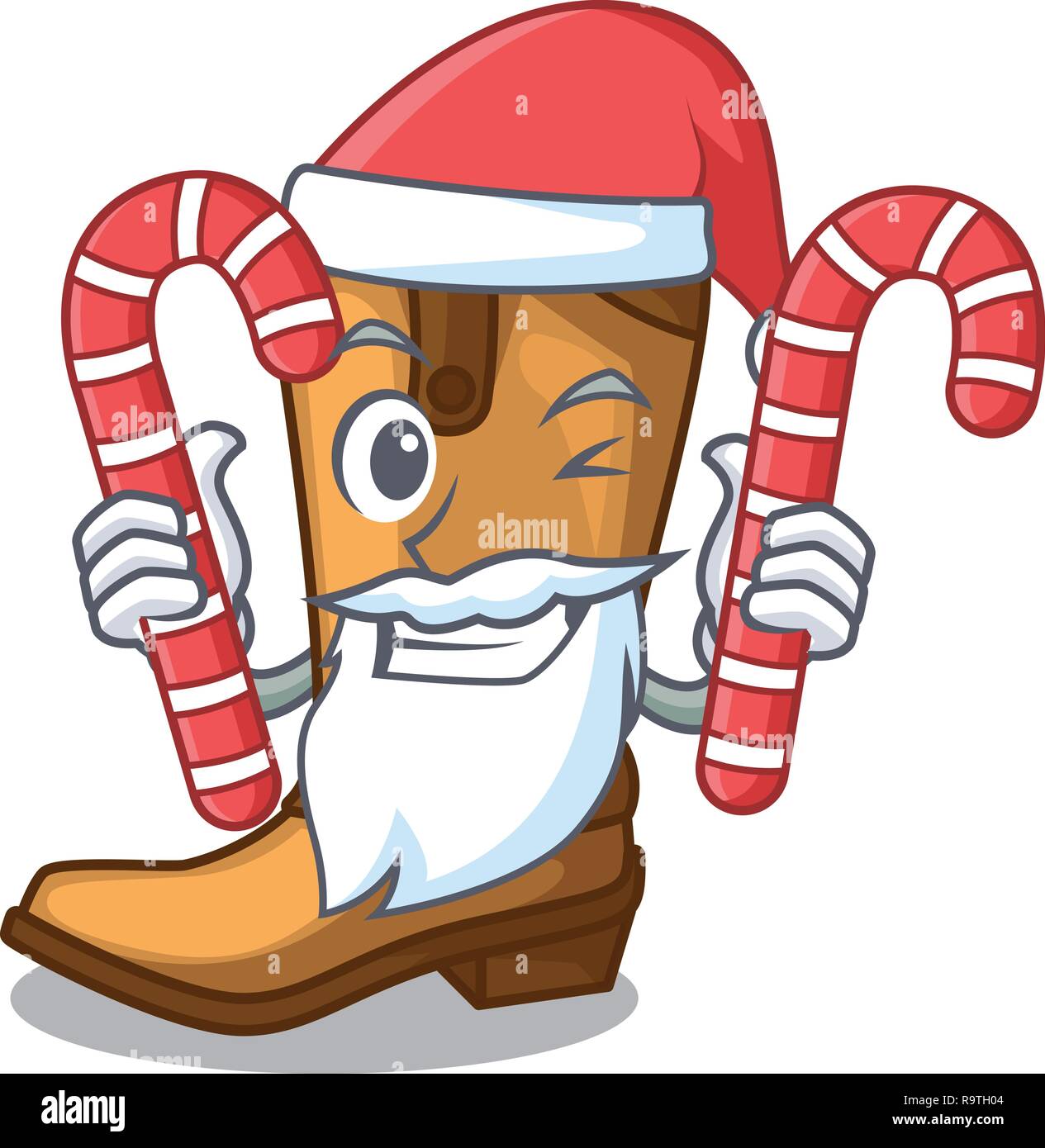 Santa with candy leather cowboy boots shape cartoon funny Stock Vector ...