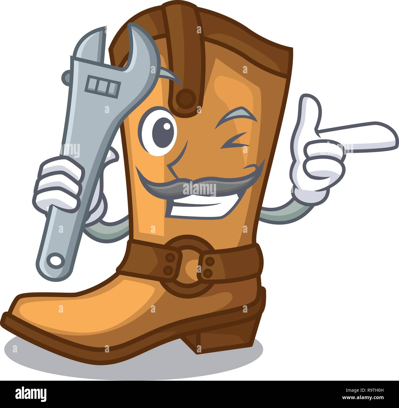 Mechanic leather cowboy boots shape cartoon funny Stock Vector Image ...