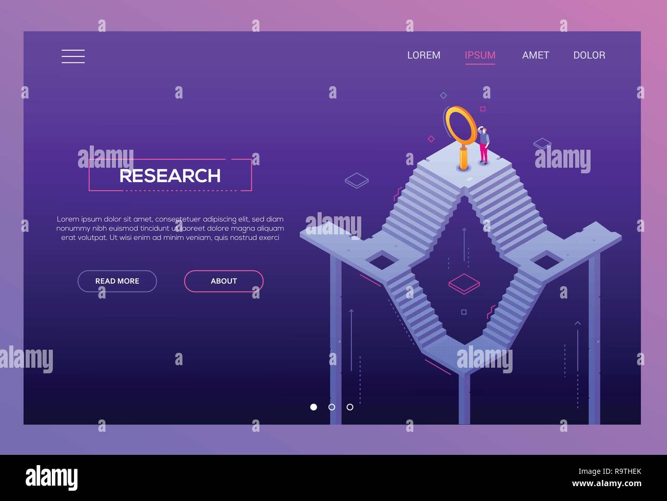 Business research - modern isometric vector website header Stock Vector ...