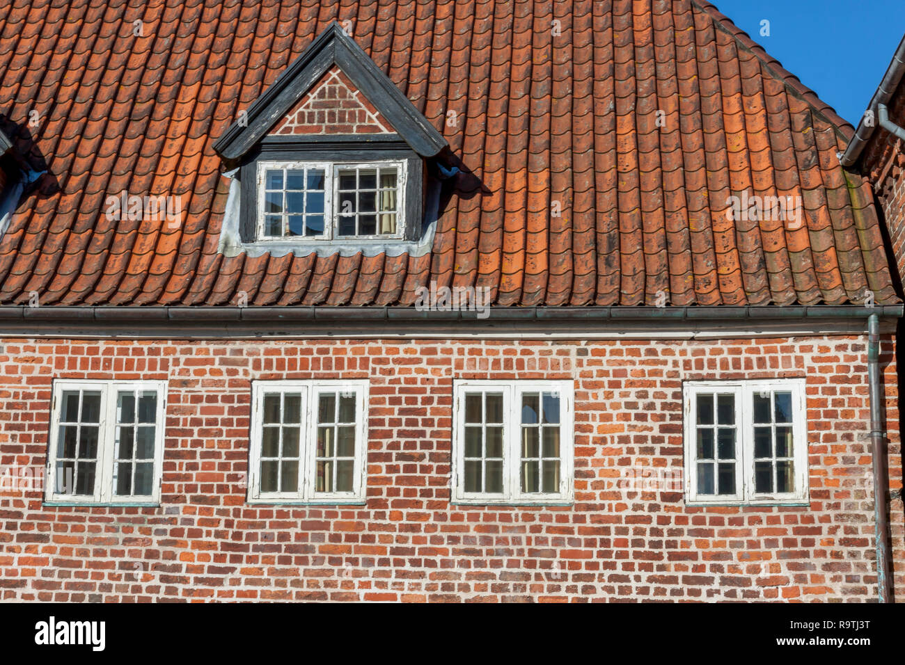 Red brick wall - old house in Ribe, Denmark Stock Photo - Alamy