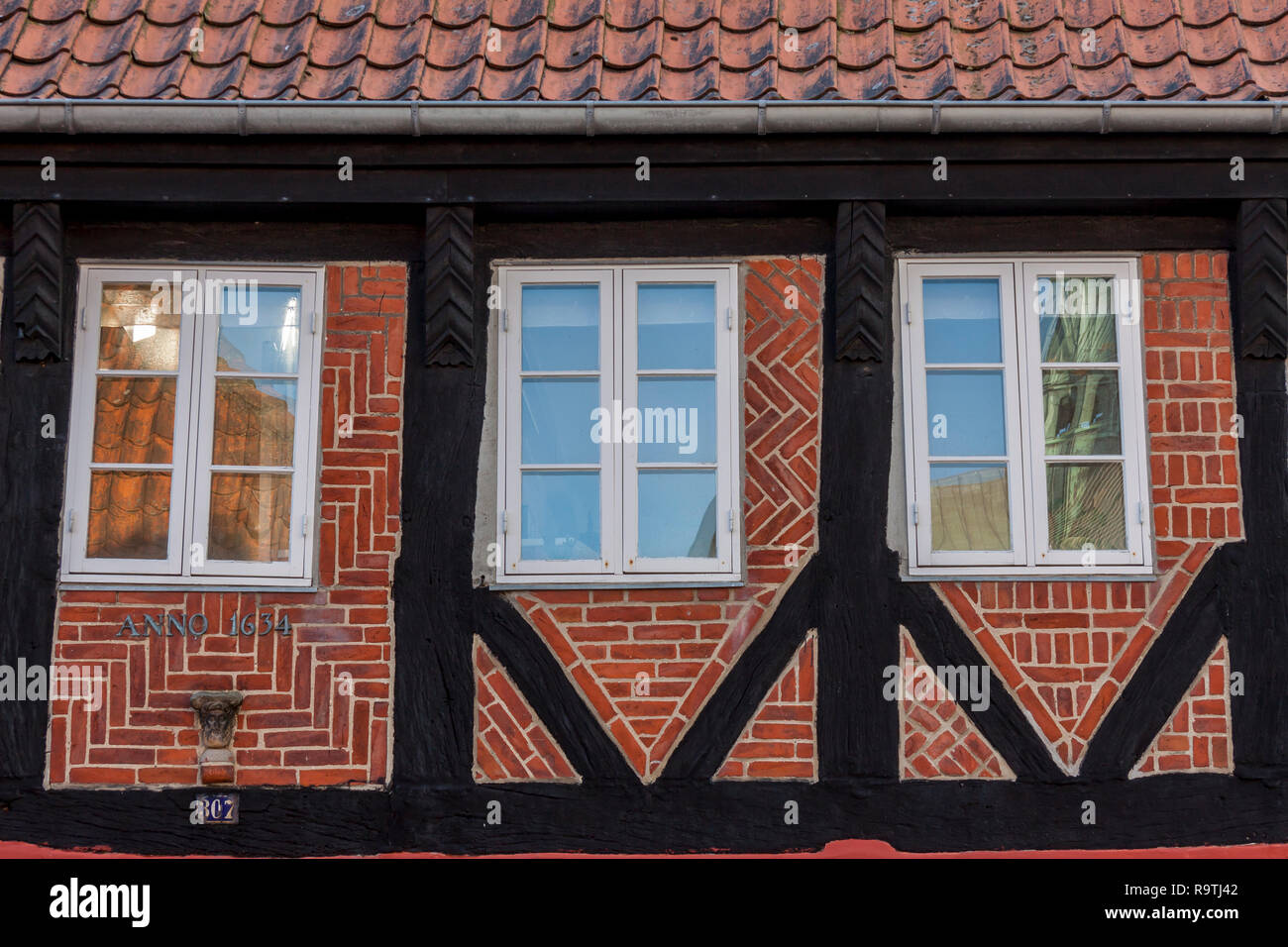 Red brick wall - old house in Ribe, Denmark Stock Photo - Alamy