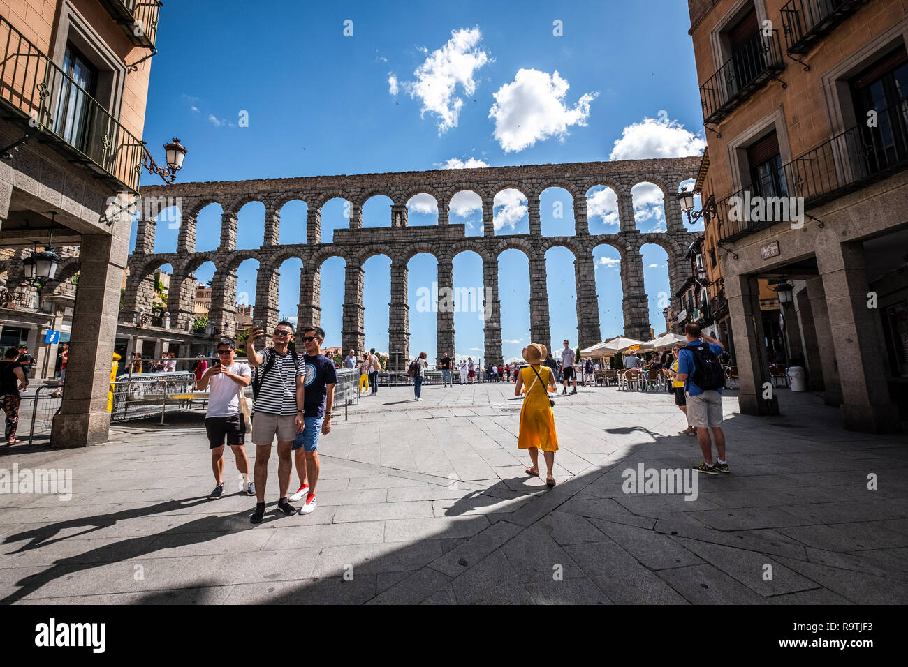 Medieval aqueduct in the Spanish town Segovia ( UNESCO World Heritage ...