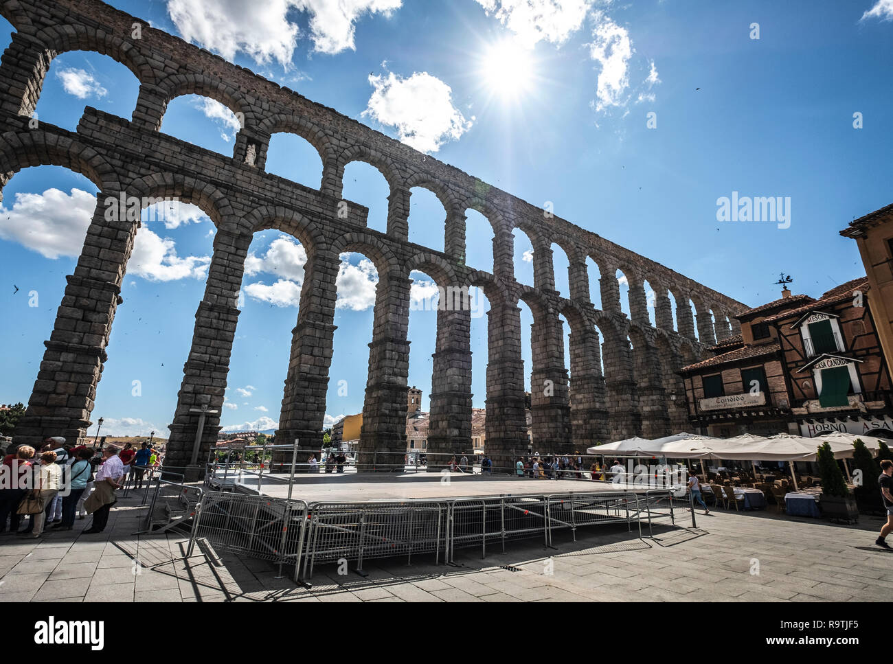 Medieval aqueduct in the Spanish town Segovia ( UNESCO World Heritage ...