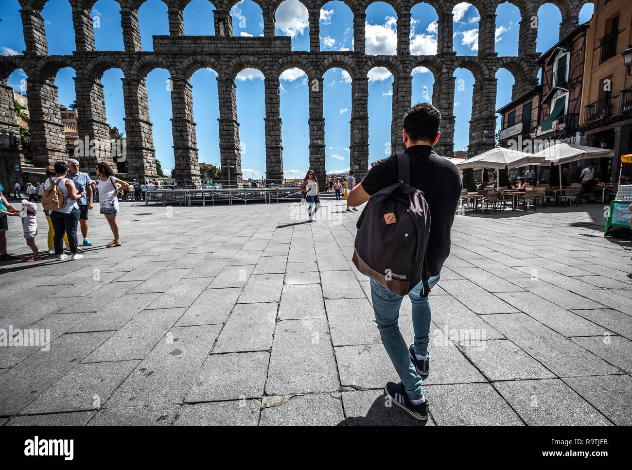 Medieval aqueduct in the Spanish town Segovia ( UNESCO World Heritage ...