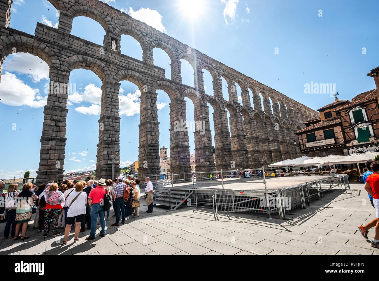 Medieval aqueduct in the Spanish town Segovia ( UNESCO World Heritage ...