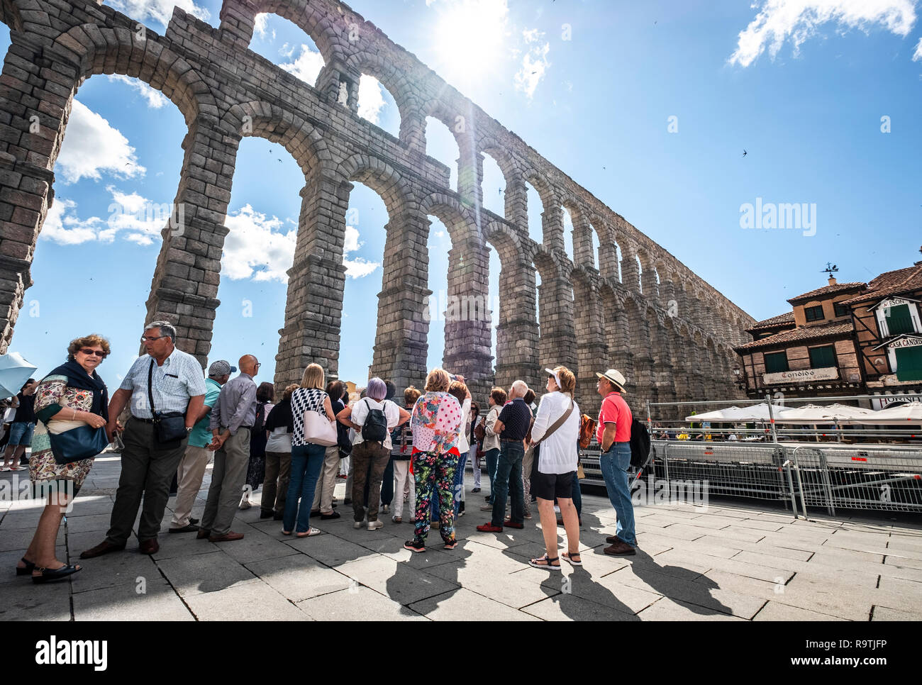 Medieval aqueduct in the Spanish town Segovia ( UNESCO World Heritage ...