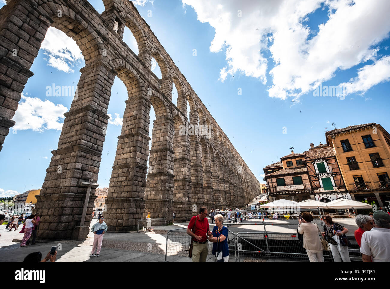 Medieval aqueduct in the Spanish town Segovia ( UNESCO World Heritage ...