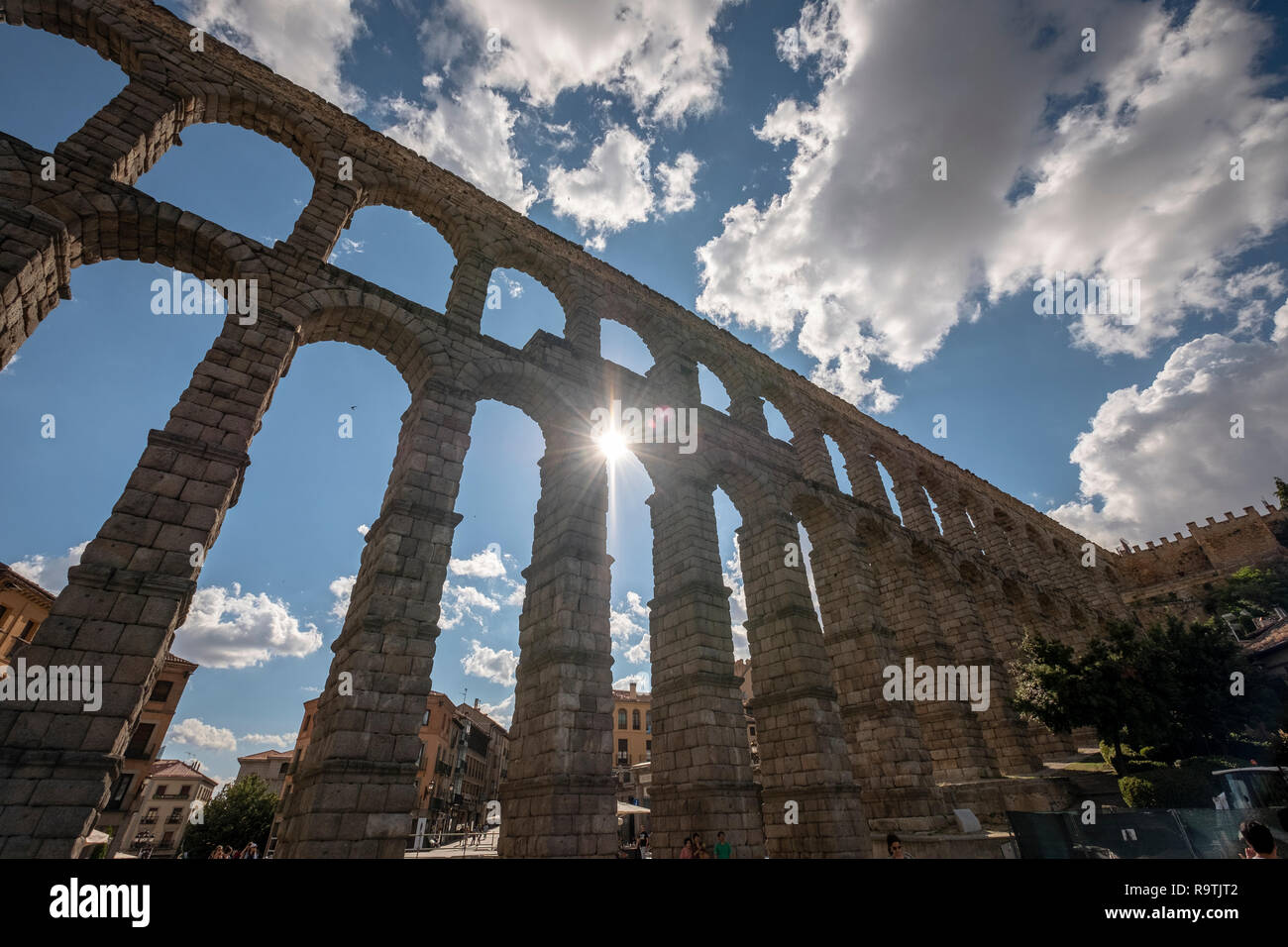 Medieval aqueduct in the Spanish town Segovia ( UNESCO World Heritage ...