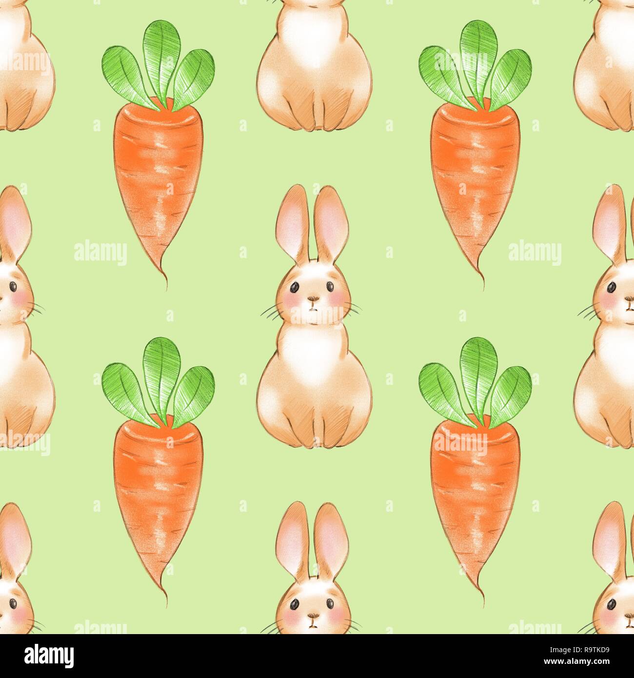 Seamless Pattern of Rabbit and Carrot Stock Photo - Alamy