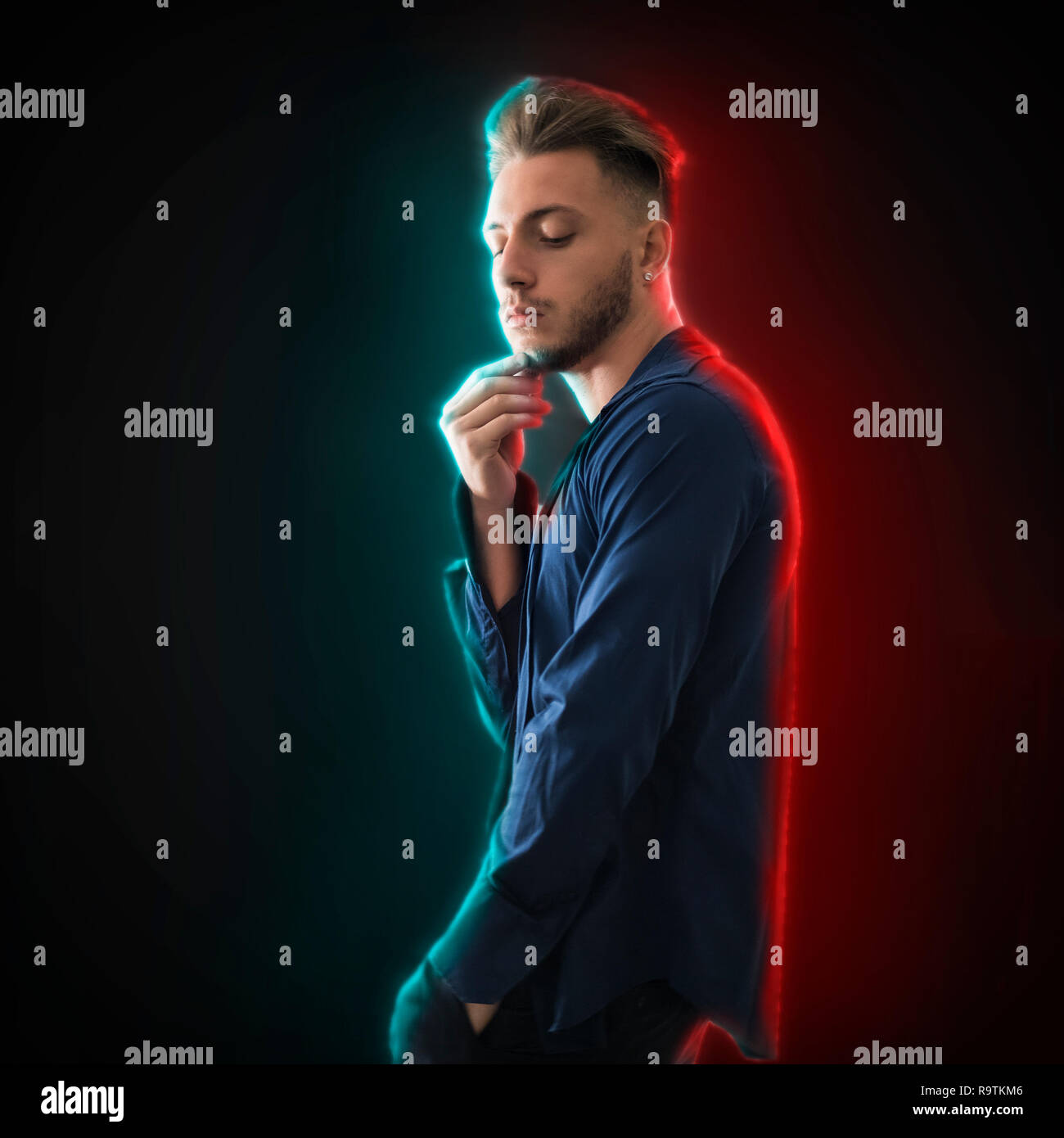Male handsome side view hi-res stock photography and images - Alamy