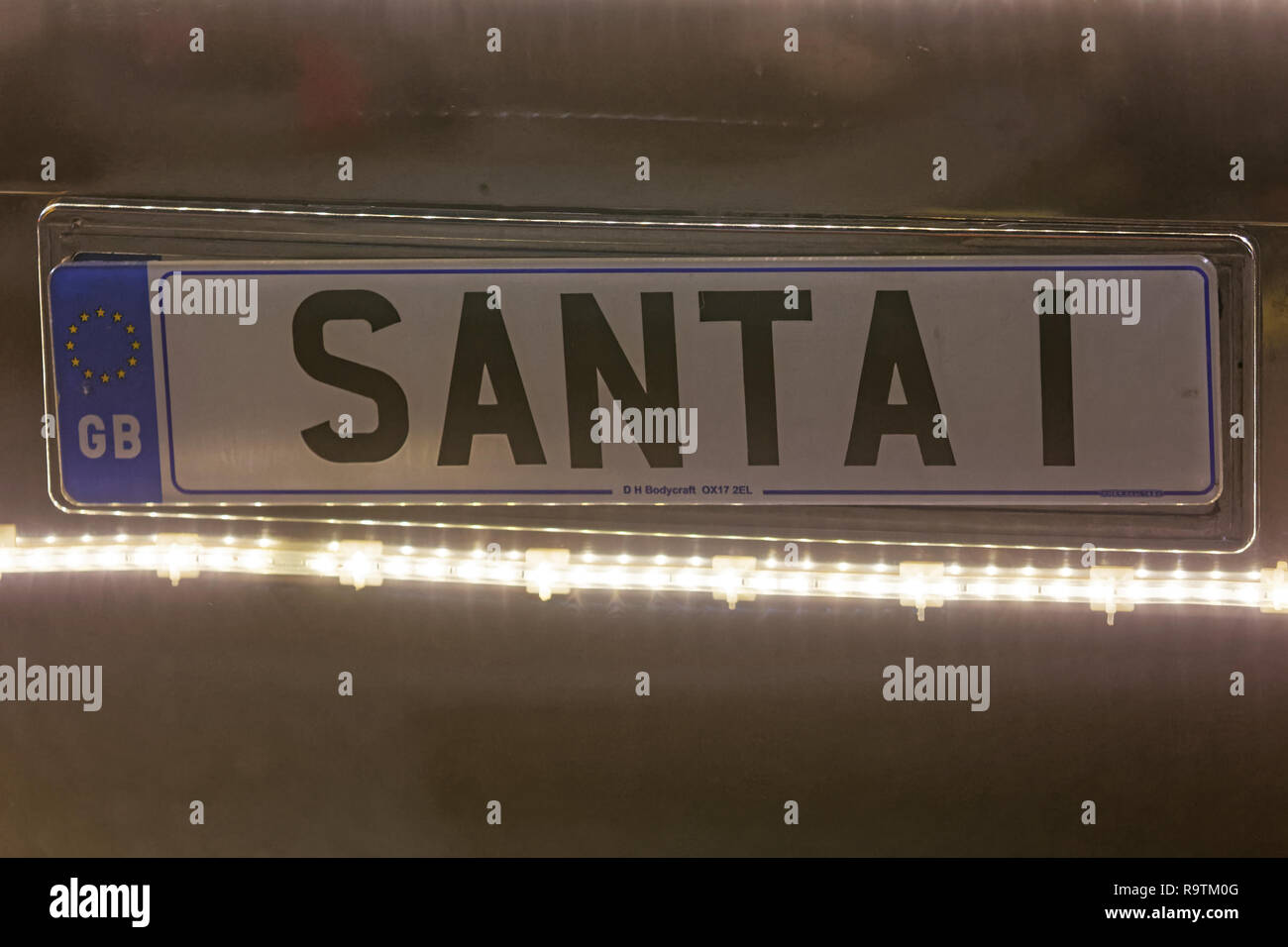 The Santa 1 licence plate of the red Coca Cola truck at the carpark of ...