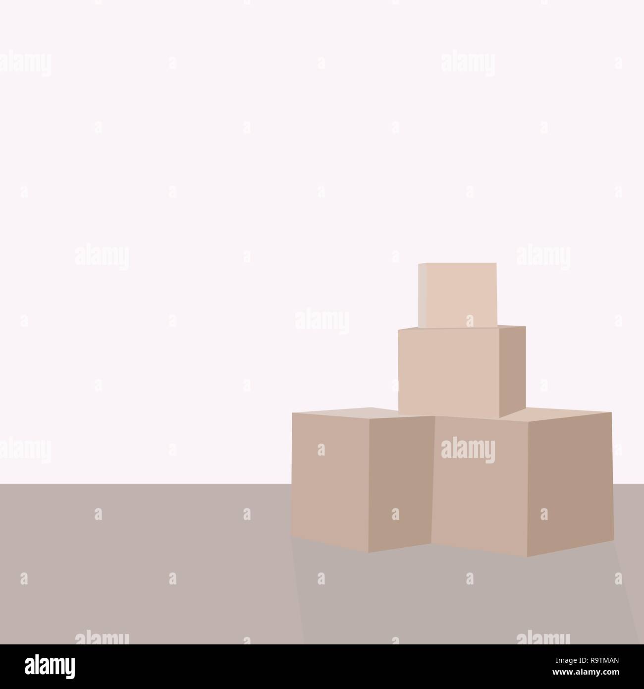 Pile of parcel boxes, stacked sealed goods in cardboard. Realistic ...