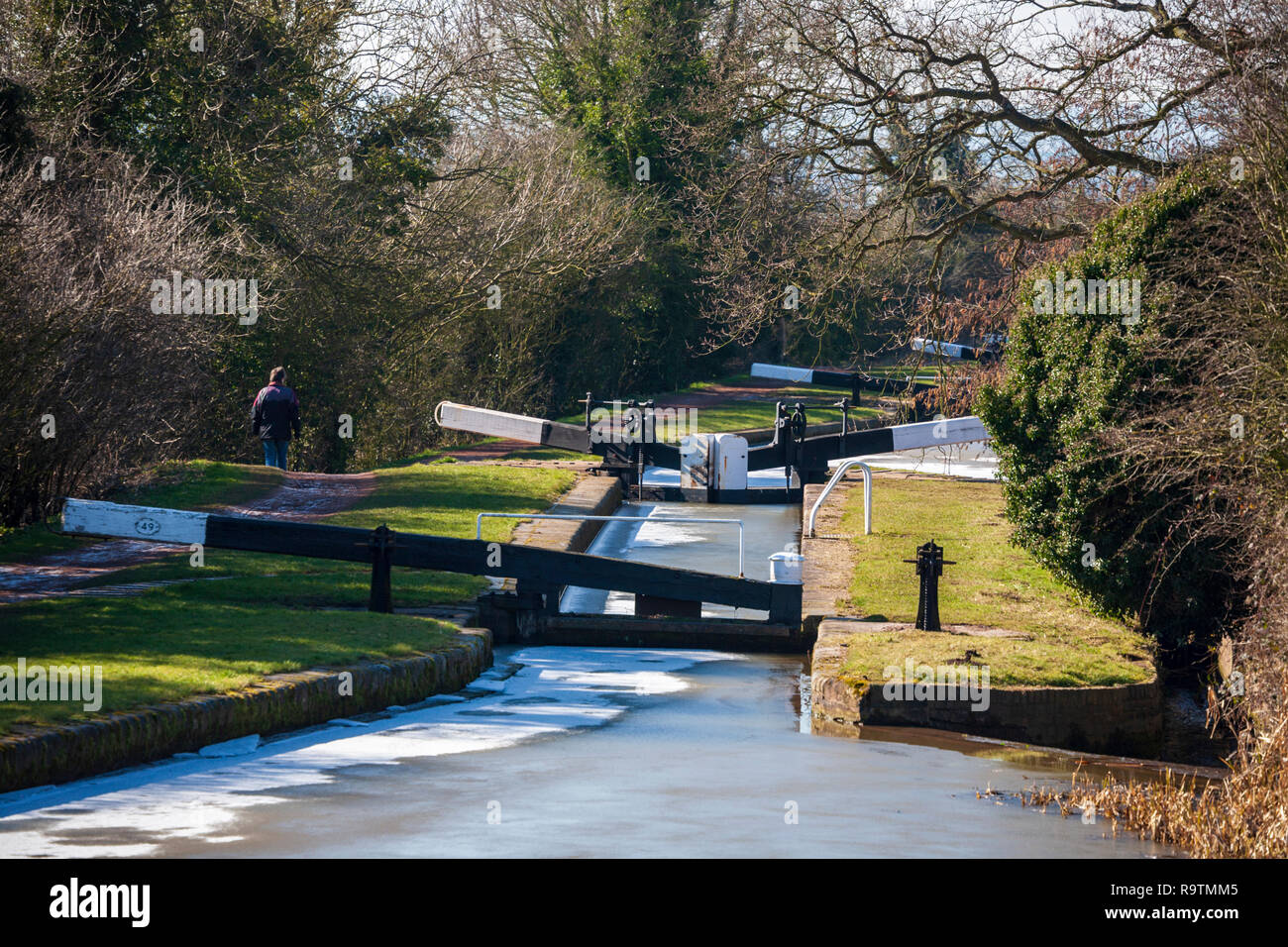 Tardebigge Locks in winter on the Worcester and Birmingham canal ...