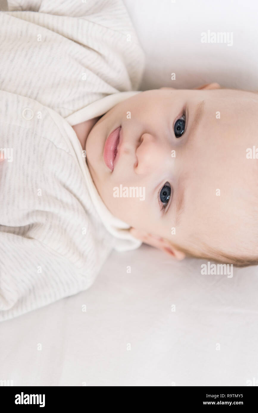 overhead view of cute little baby boy Stock Photo - Alamy