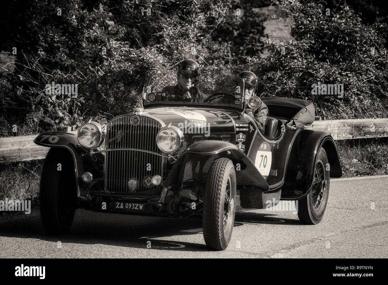 FIAT 525 SS 1930 on an old racing car in rally Mille Miglia 2018 the ...