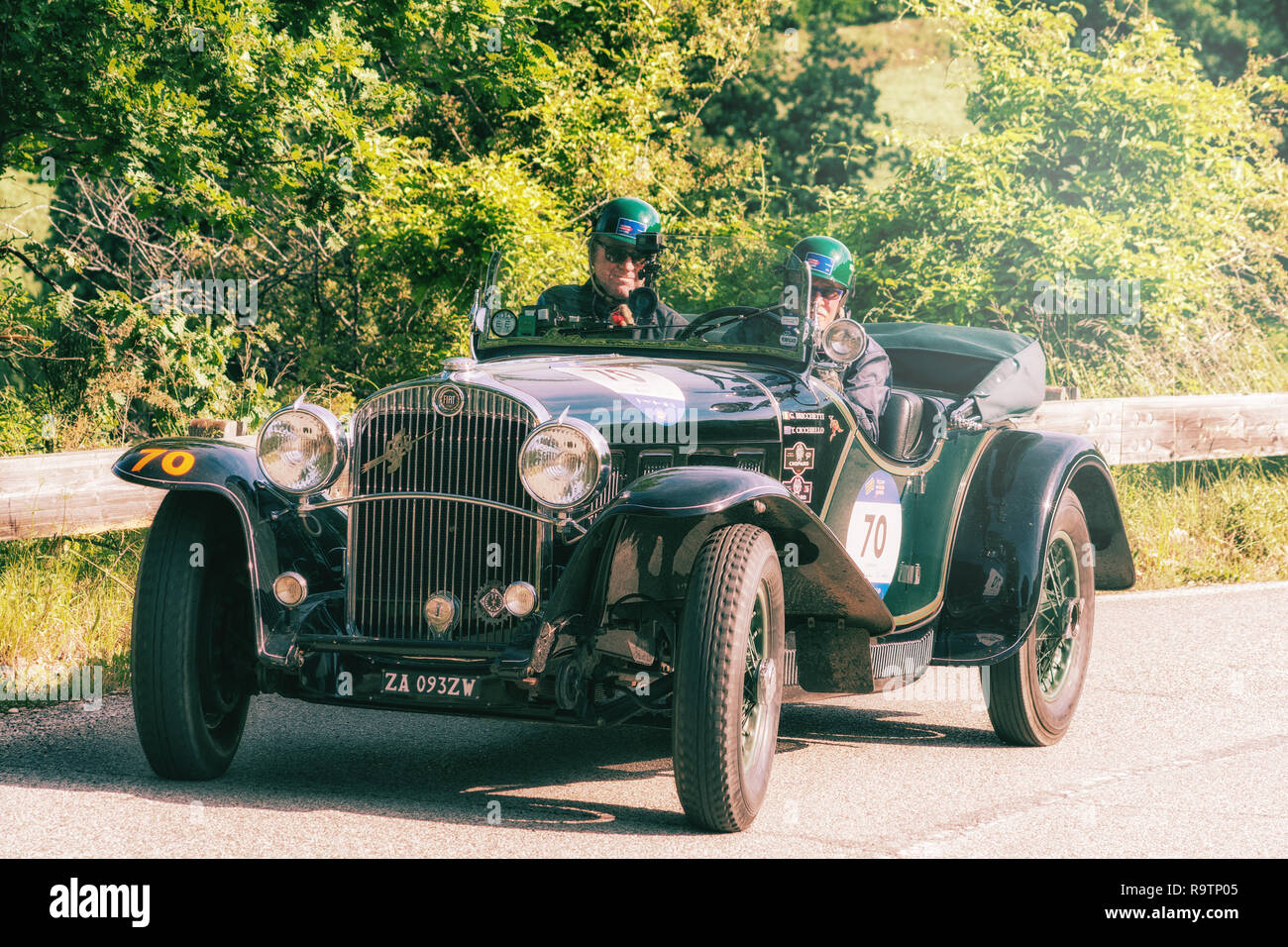 FIAT 525 SS 1930 on an old racing car in rally Mille Miglia 2018 the ...