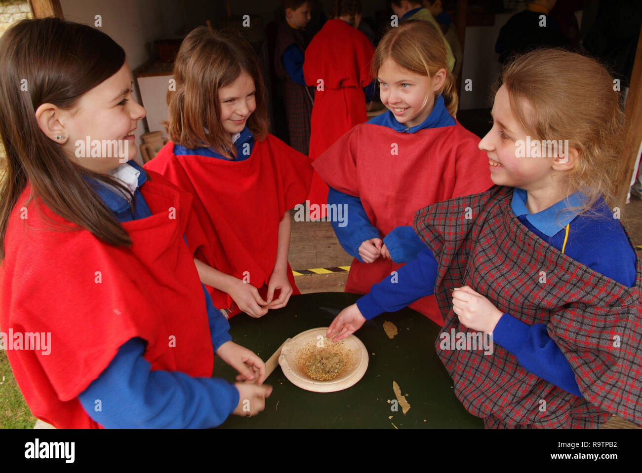 Primary school children role-playing Roman life at Chedworth Roman ...