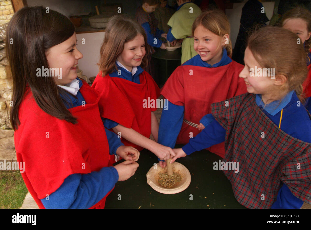 Primary school children role-playing Roman life at Chedworth Roman ...