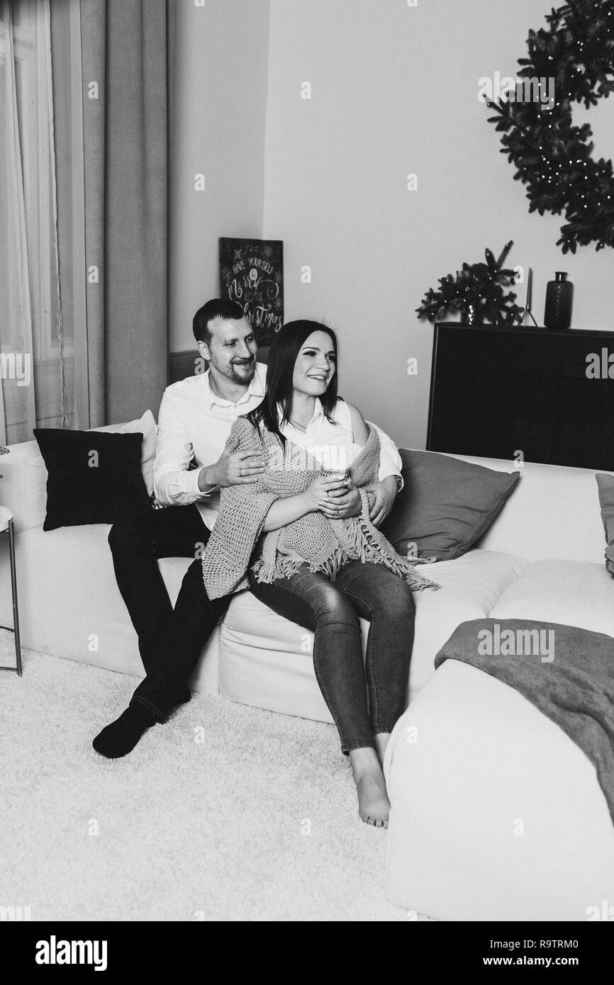 Christmas holidays concept woman Black and White Stock Photos & Images ...