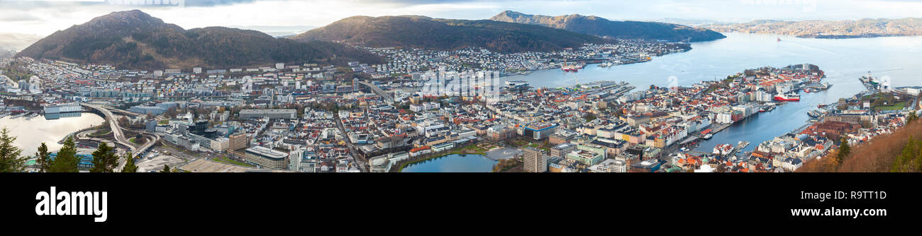 Bergen, Norway. Aerial view. Wide panoramic photo Stock Photo - Alamy