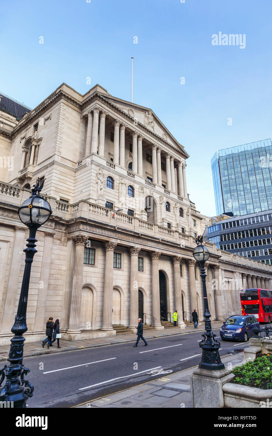 Portico entrance, facade and exterior of The Bank of England in ...