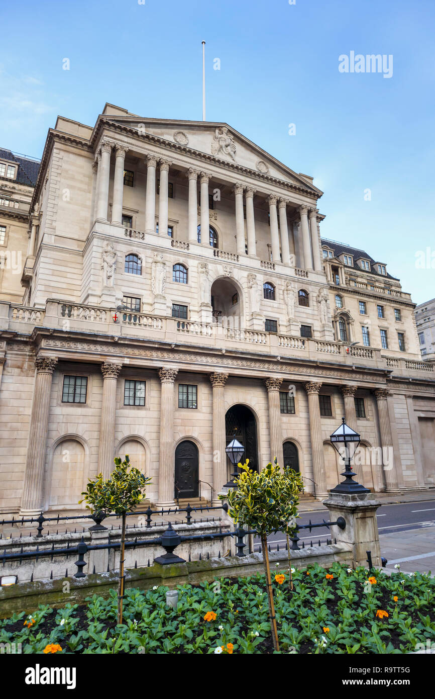 Portico entrance, facade and exterior of The Bank of England in ...