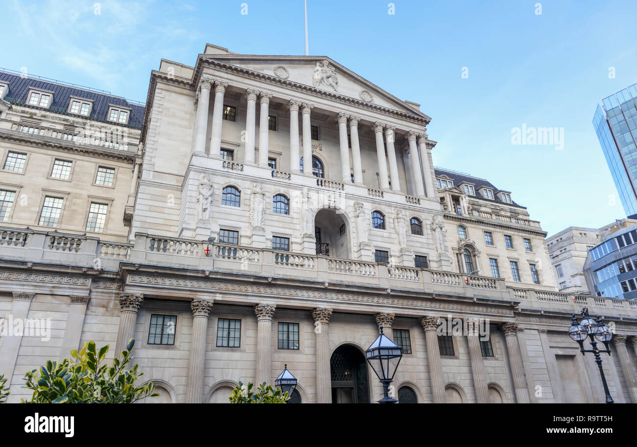 Portico entrance, facade and exterior of The Bank of England in ...