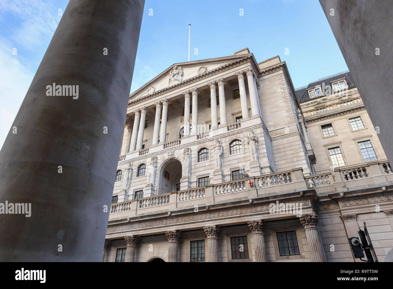Portico entrance, facade and exterior of The Bank of England in ...