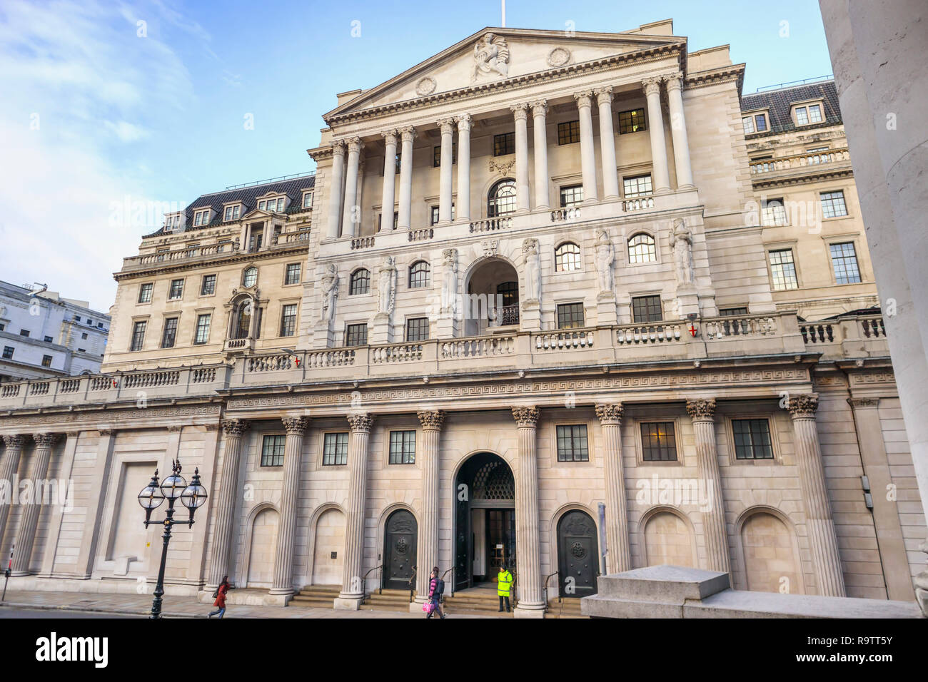 Portico entrance, facade and exterior of The Bank of England in ...