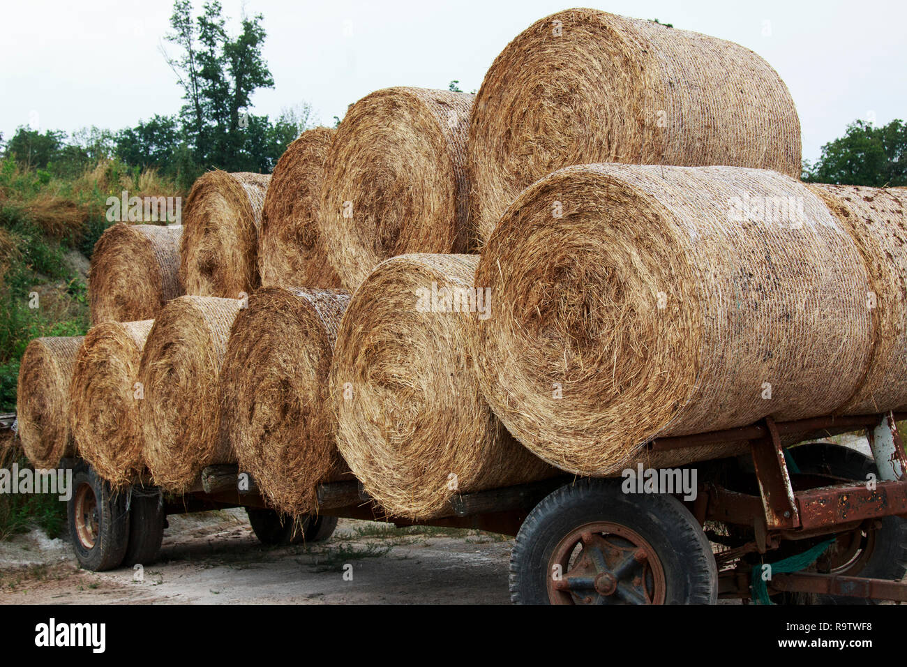 Hauling round bale hay hi-res stock photography and images - Alamy