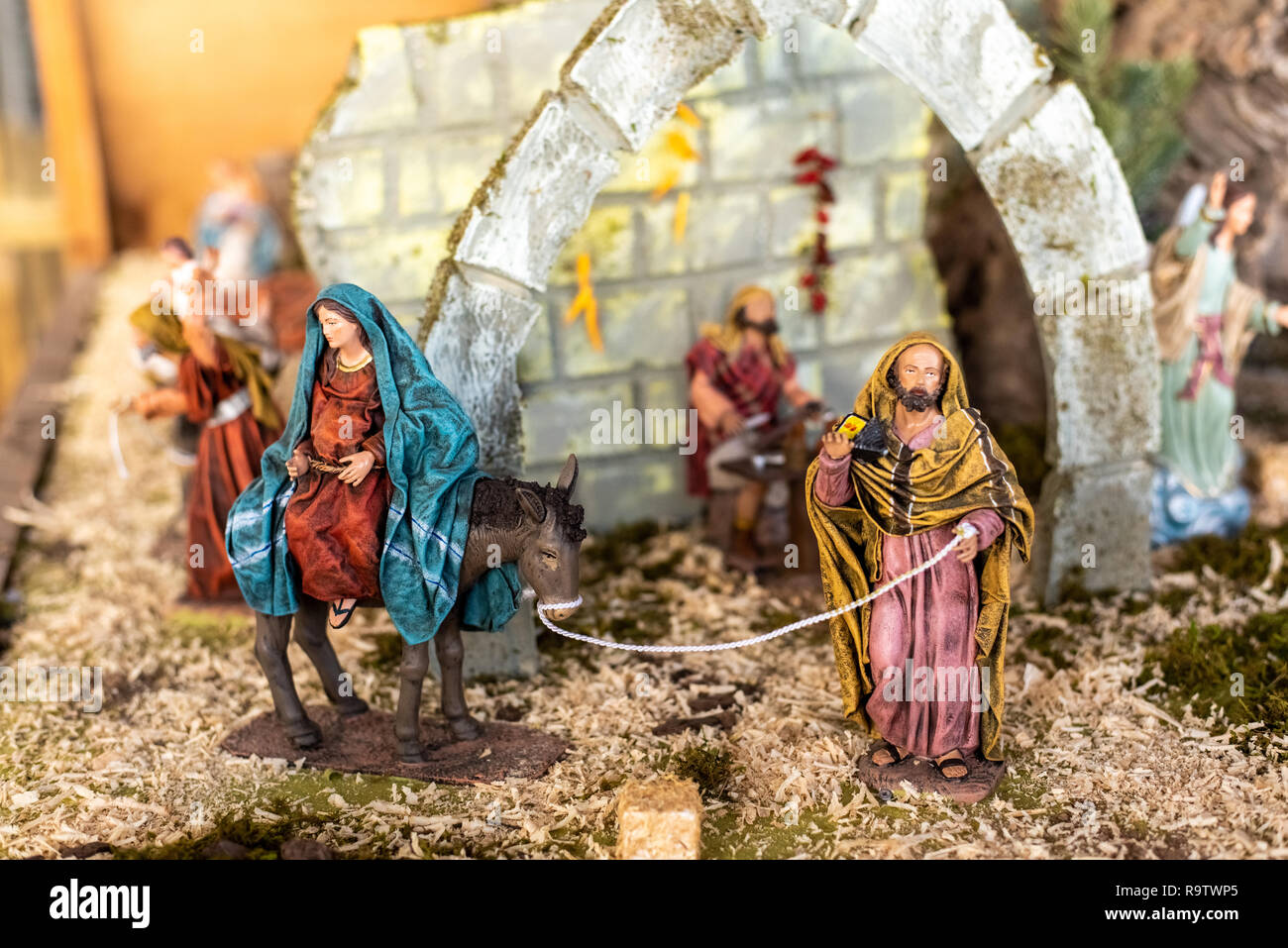 Religious figures of nativity scene at Christmas Stock Photo - Alamy