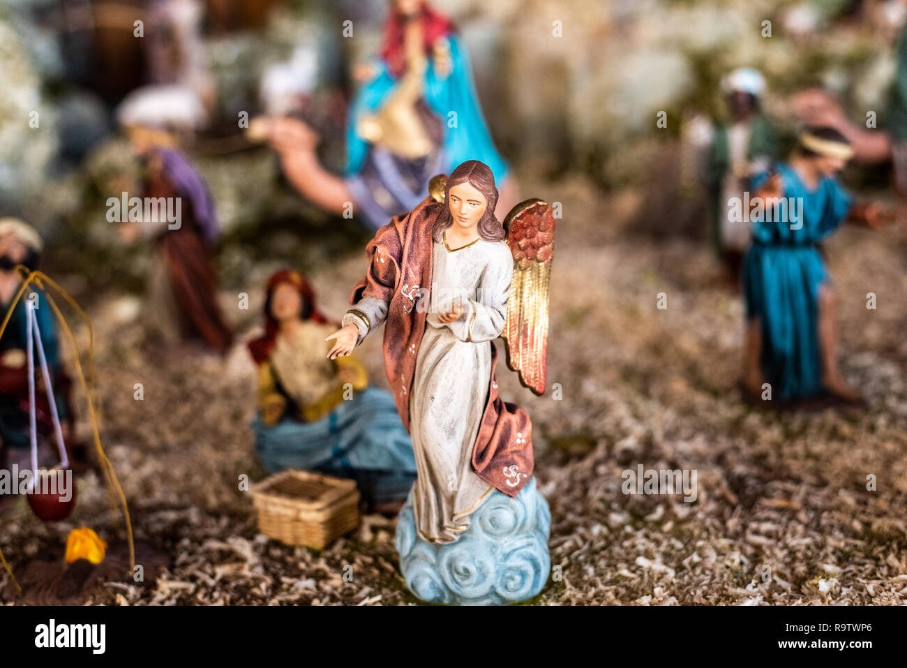 Religious figures of nativity scene at Christmas Stock Photo - Alamy