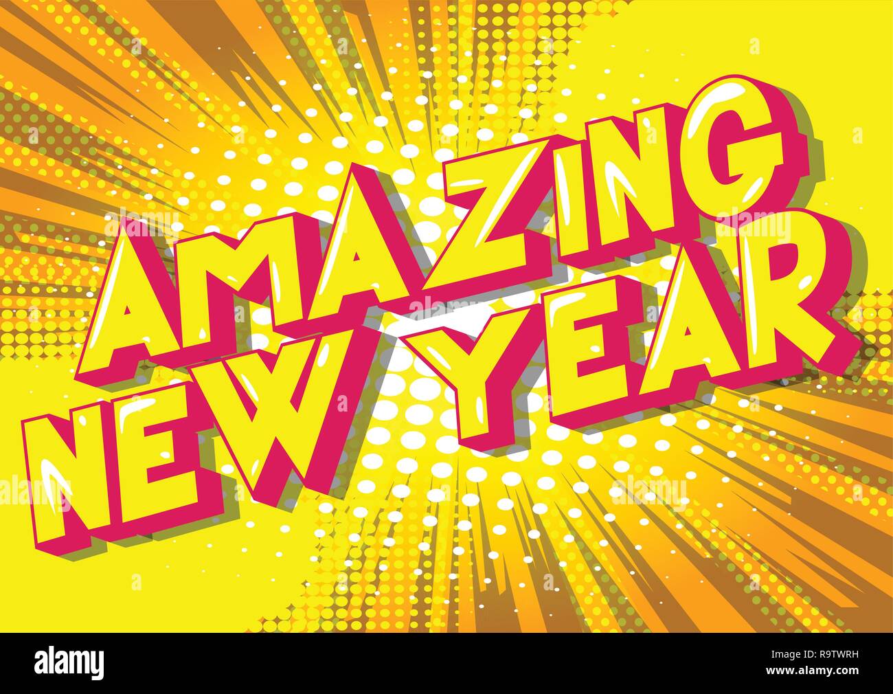 Amazing New Year - Vector illustrated comic book style phrase on ...