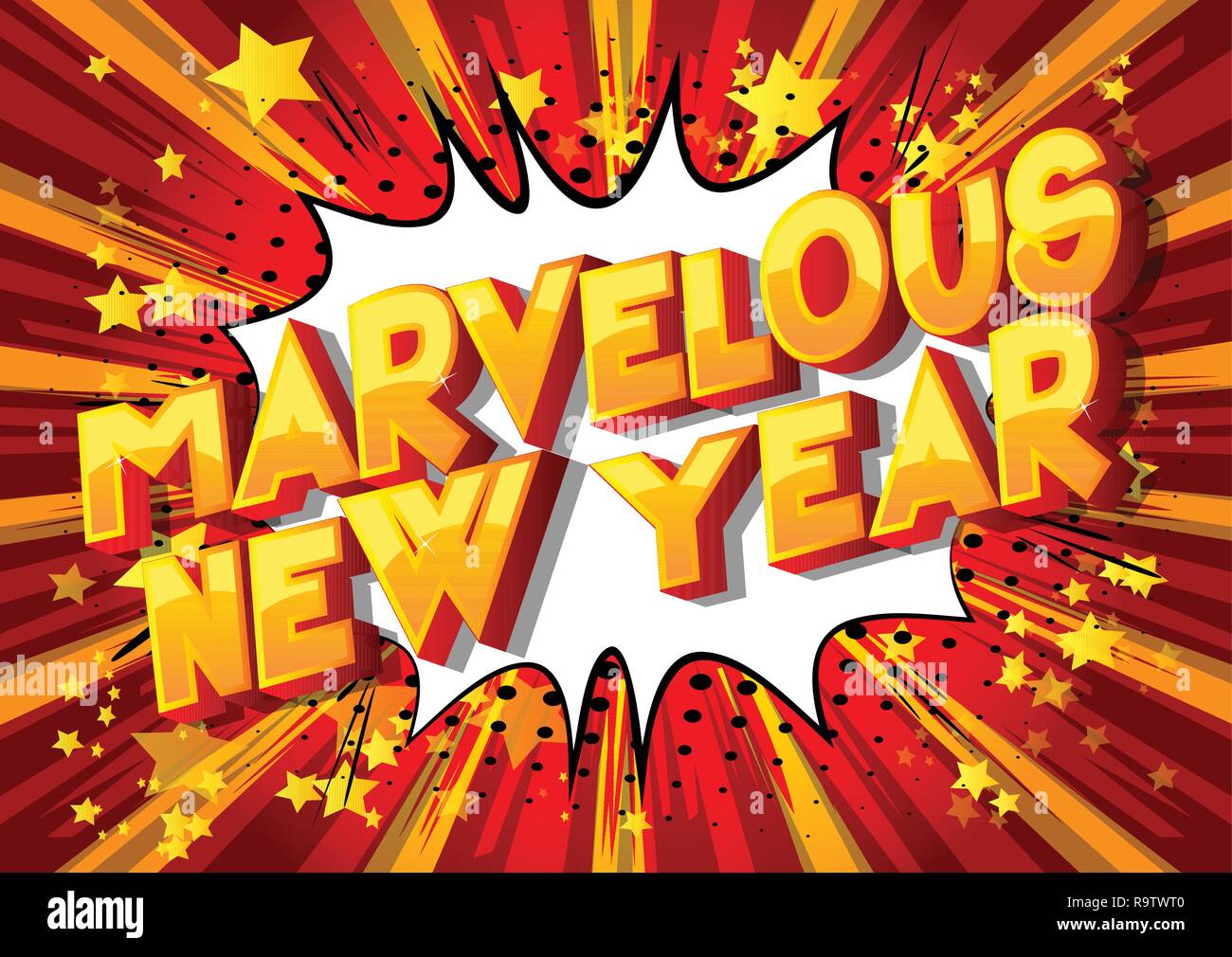 Marvelous New Year - Vector illustrated comic book style phrase on ...