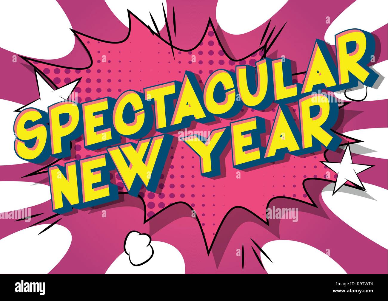 Spectacular New Year - Vector illustrated comic book style phrase on ...