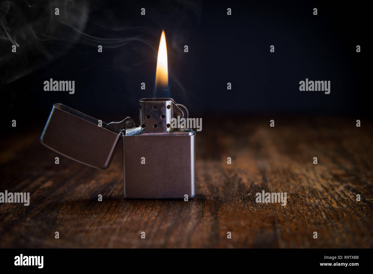 American flint wheel reusable wick lighter with smoke and dark moody ...