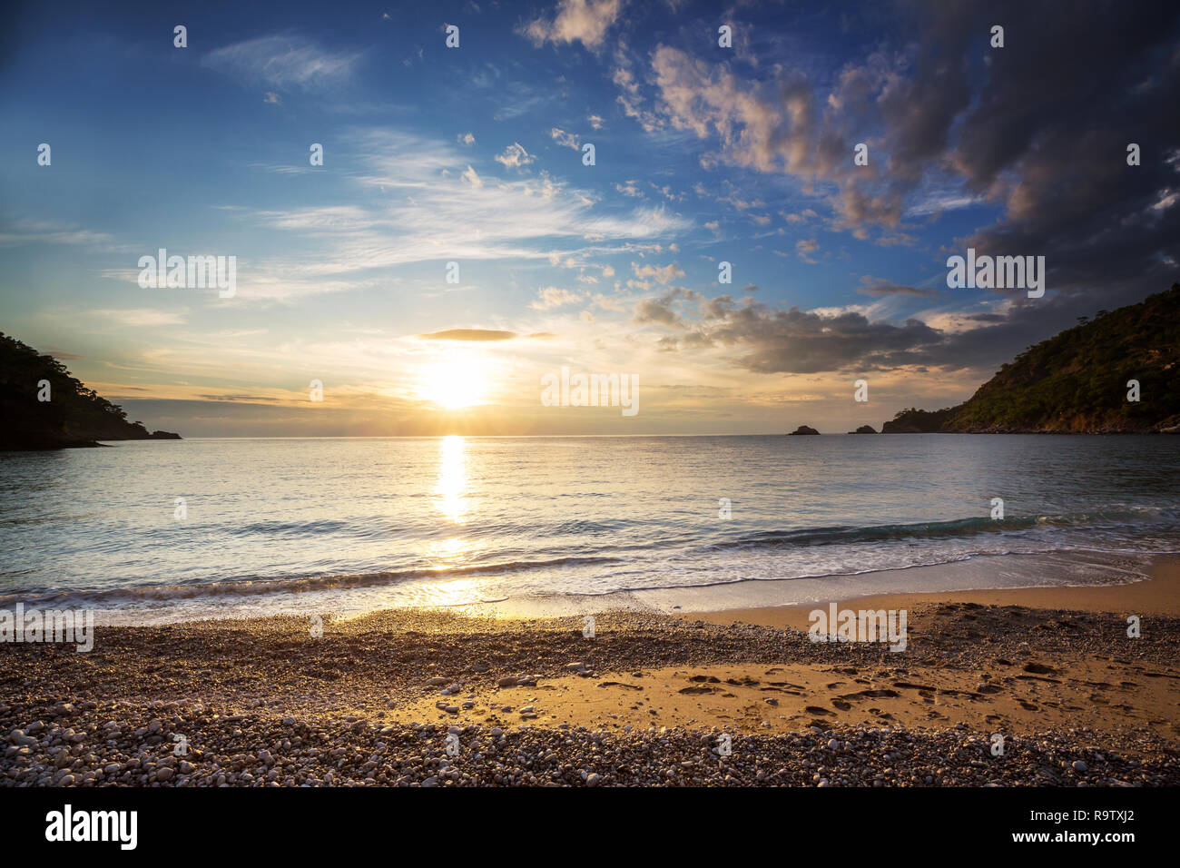 Beautiful sea coast ay sunset in Turkey Stock Photo - Alamy