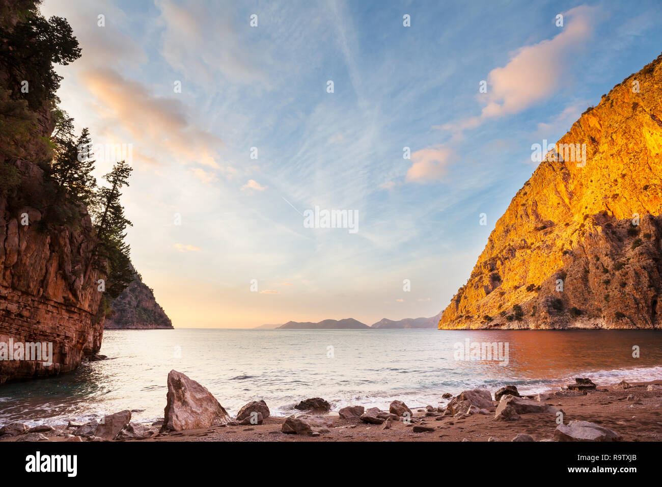 Beautiful sea coast ay sunset in Turkey Stock Photo - Alamy