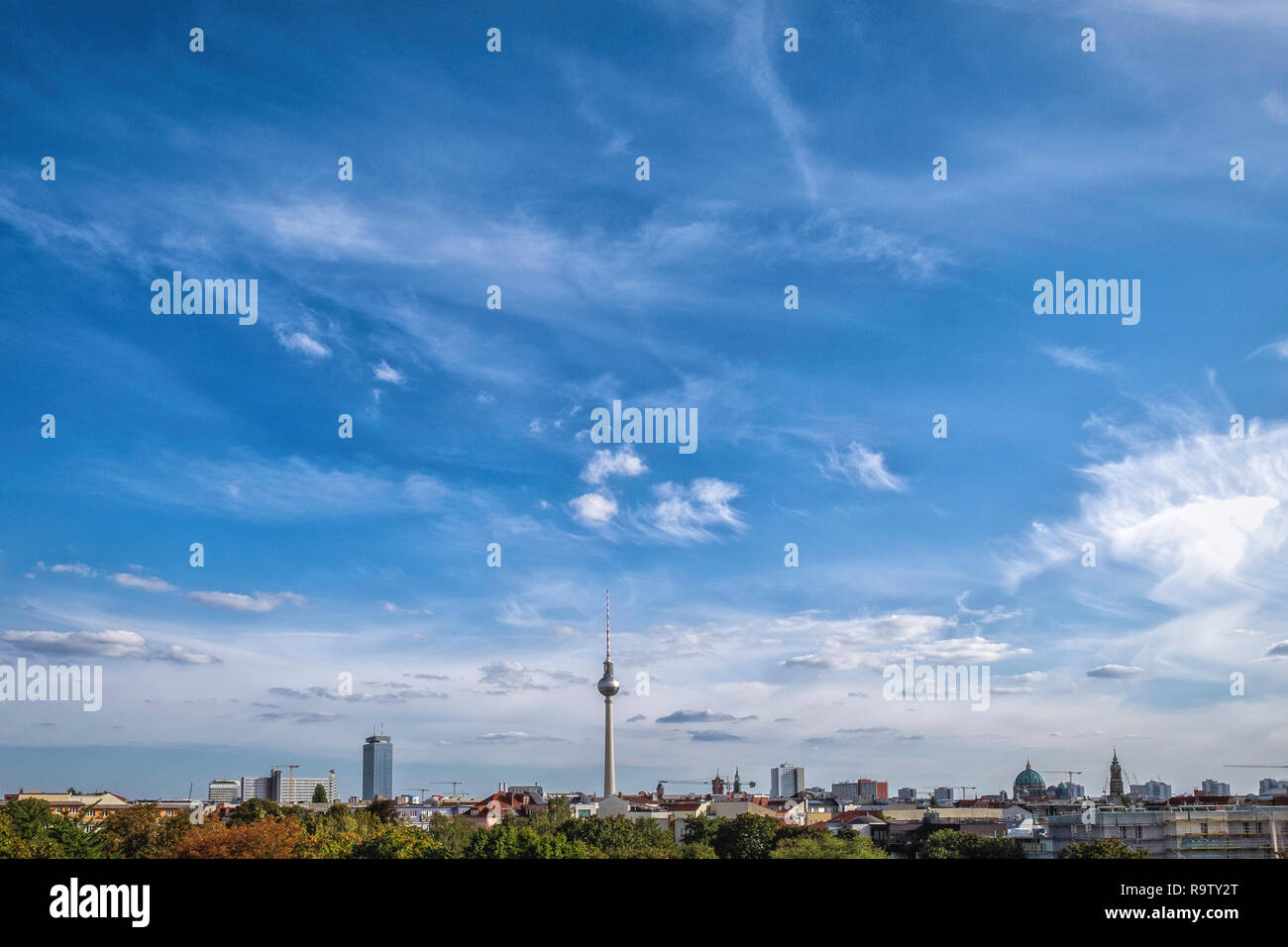 Berlin, Mitte,Big sky view of Berlin Skyline with Television tower ...
