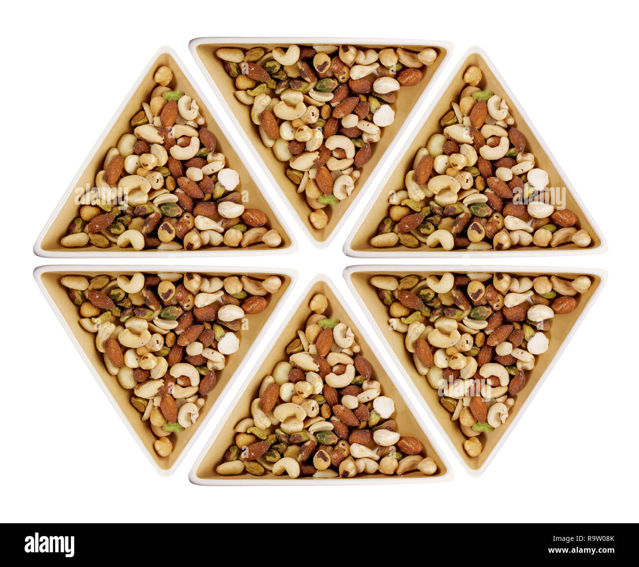 Plates of Mixed Nuts on White Background Stock Photo - Alamy