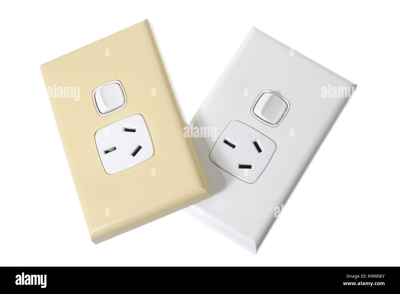 Electric Sockets on White Background Stock Photo - Alamy