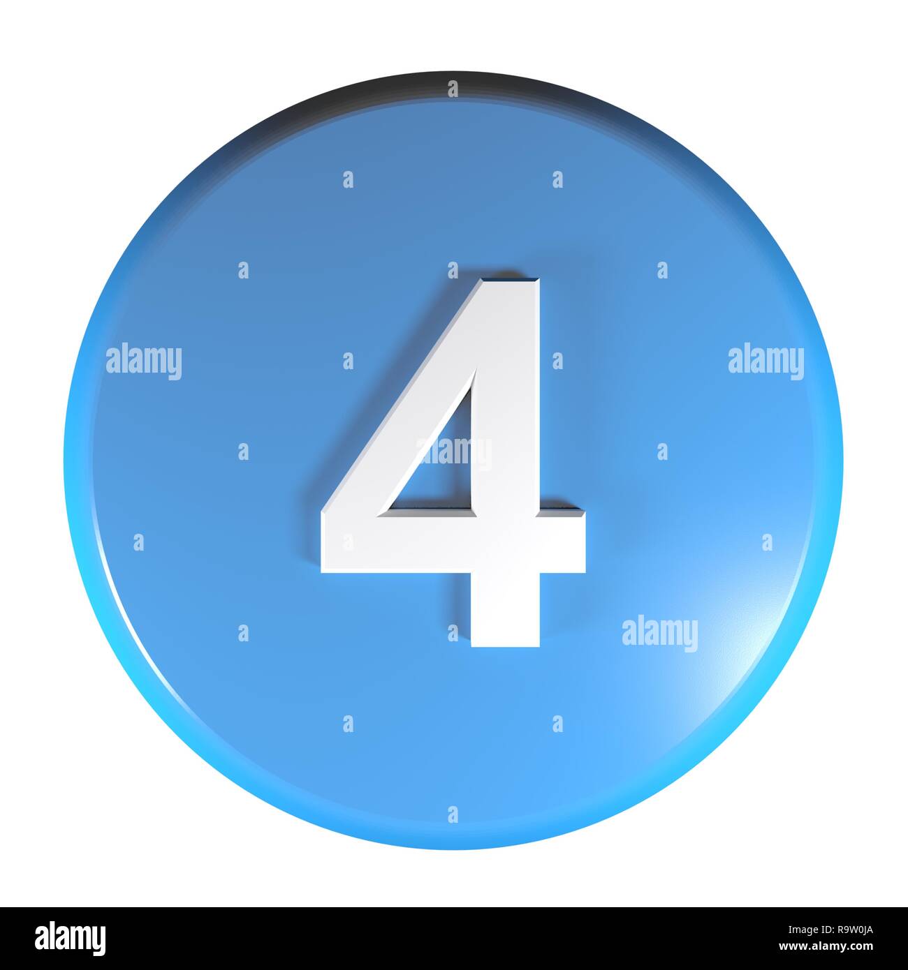 Number 4 blue circle push button - 3D rendering illustration Stock ...
