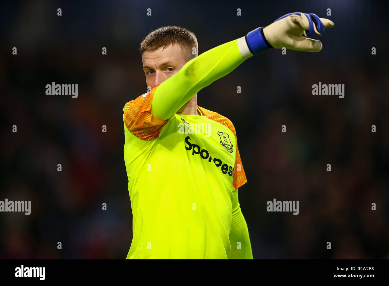 Everton goalkeeper Jordan Pickford during the Premier League match at ...