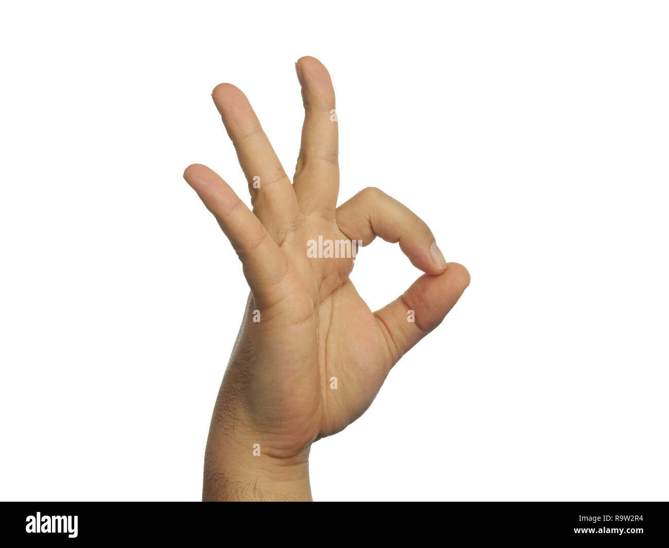 Male hand gesturing ok sing isolated Stock Photo - Alamy