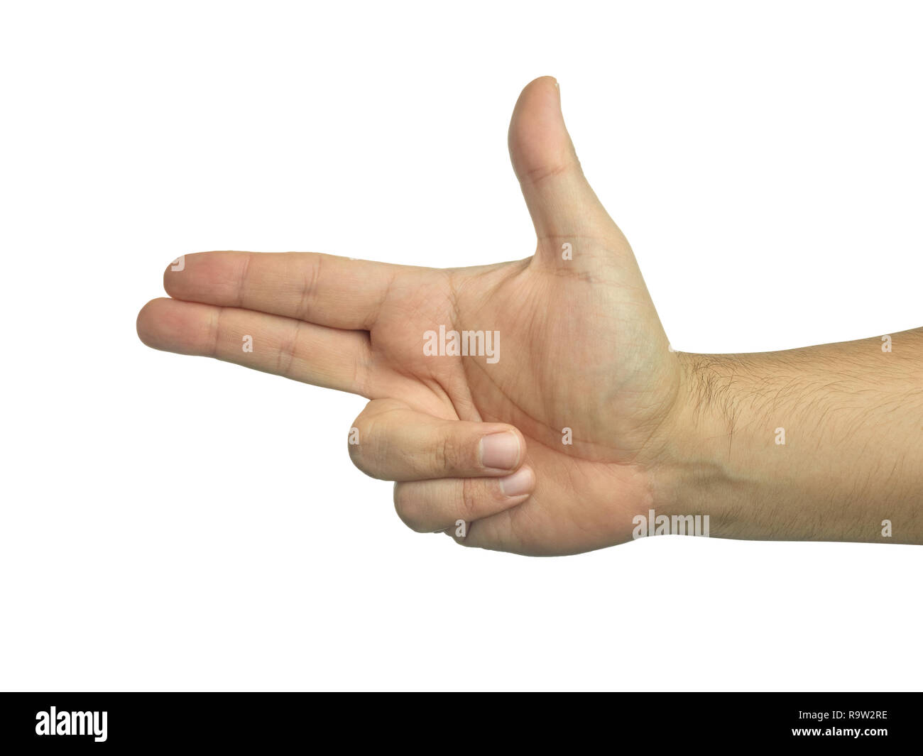 Male hand gesturing pistol sign isolated Stock Photo - Alamy