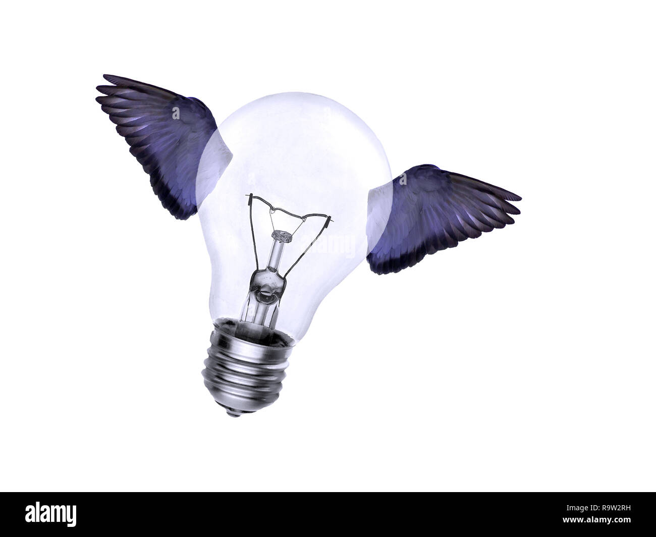 Light bulb with wings flying isolated Stock Photo - Alamy