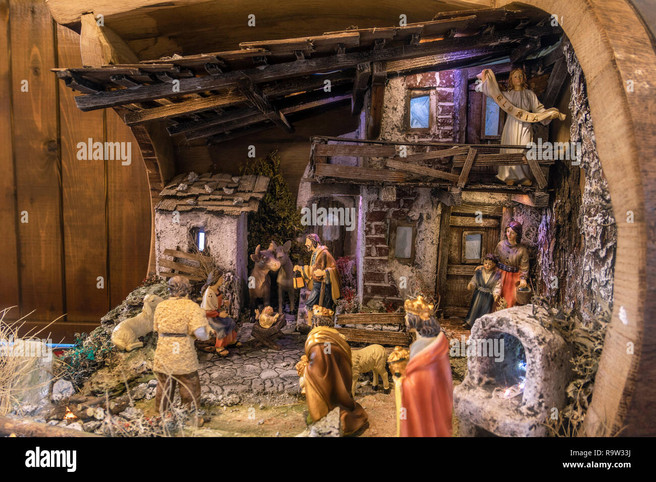 Traditional nativity scene at the Baden-Baden Christmas market, Baden ...